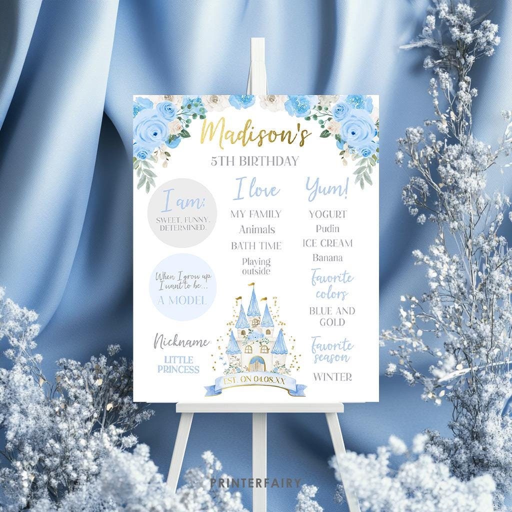 Princess Birthday Board, Princess Castle Party Decorations, Milestones ...