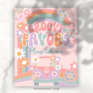 Groovy Party Favors Sign Groovy ONE Party TWO Groovy Activity Daisy ...