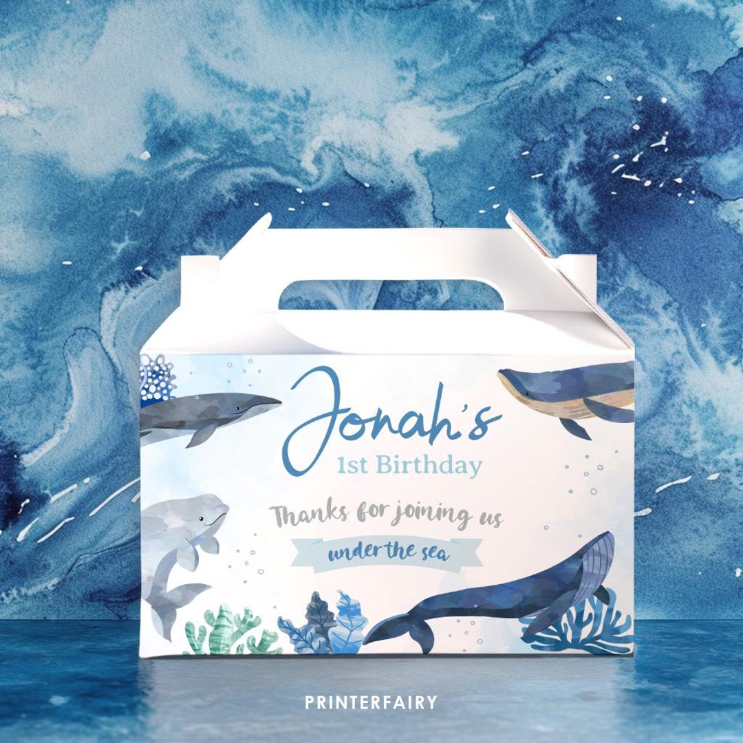 Whale Party Printable Labels, Under the Sea Favor Box Label, Ocean ...