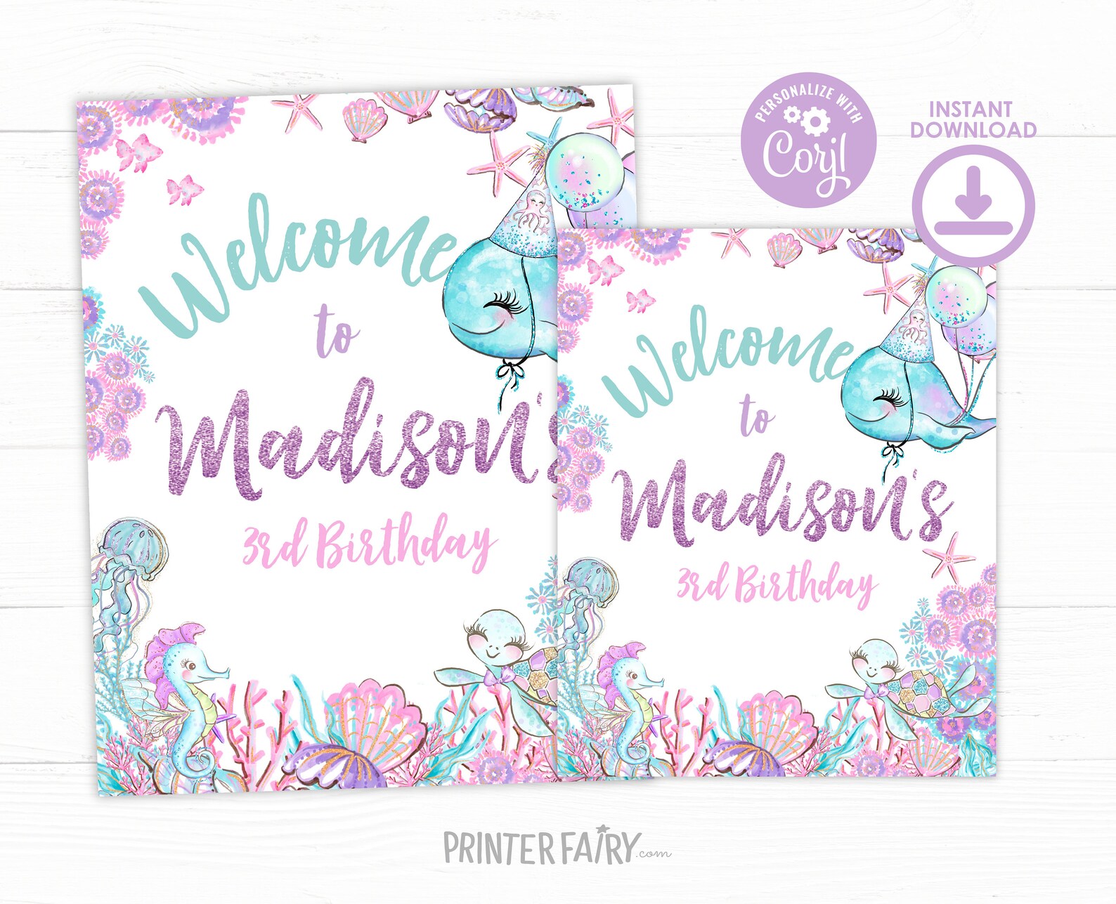 Under the Sea Birthday Party Welcome Sign, Ocean Theme Birthday Party ...