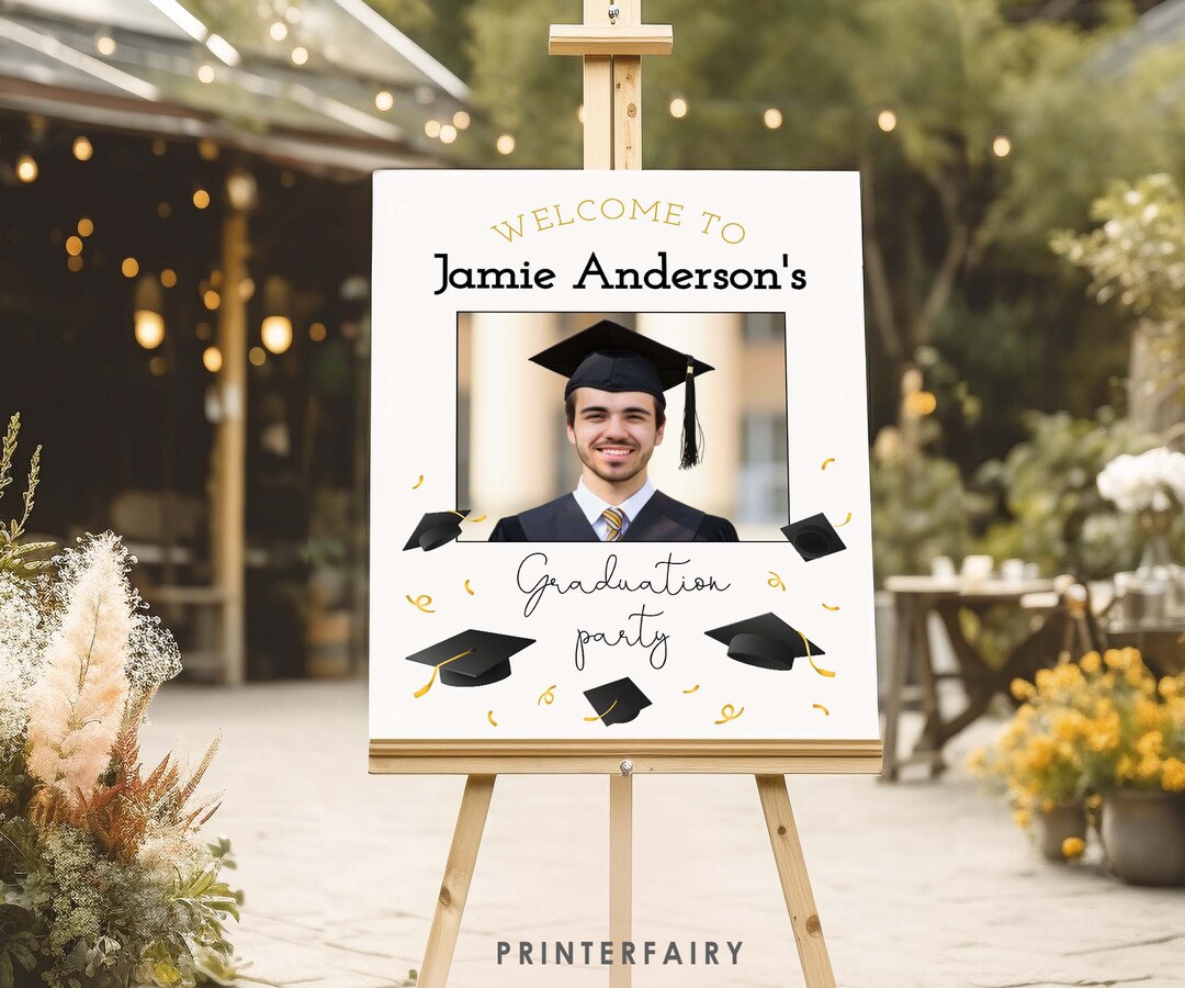 Graduation Party Welcome Sign With Photo, Editable Template, College ...
