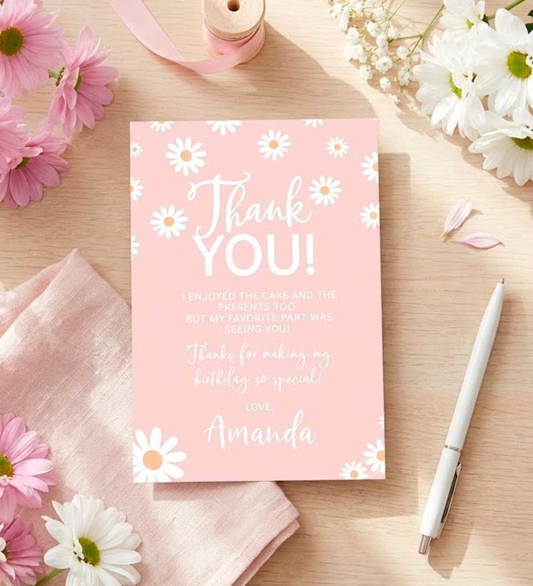 Daisy Thank You Cards Editable Template, Instant Download - Etsy