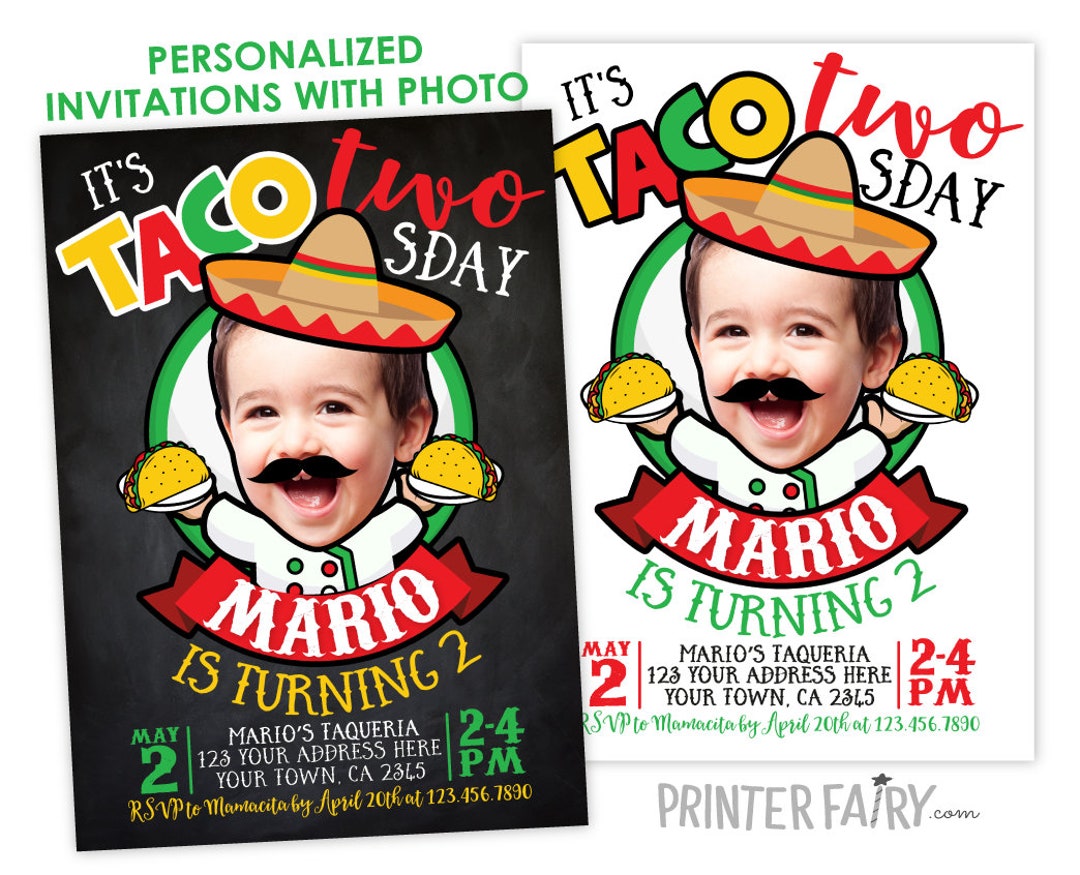 Taco Tuesday Birthday Invitation With Photo, Fiesta Invitation, Cinco ...