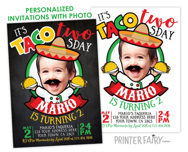 Taco Tuesday Birthday Invitation With Photo Fiesta - Etsy