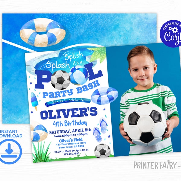 Soccer Pool Party Bash Birthday Party - Etsy
