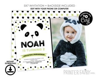 Panda Invitation, Panda Birthday Invitation, Panda Party Invitation ...