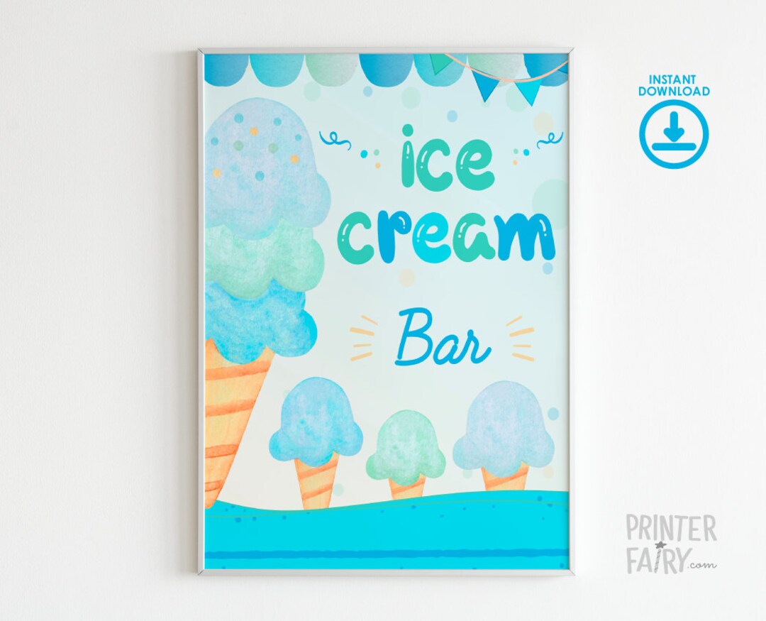 Ice Cream Table Sign, Ice Cream Bar, Ice Cream Decorations, Ice Cream ...