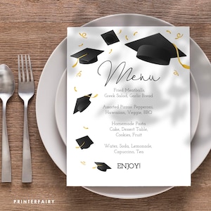 Graduation Party Menu, Editable Template, College Graduation Decor ...