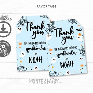 Spooky One Favor Tags, EDITABLE Halloween Favor Tags, Ghost Birthday ...