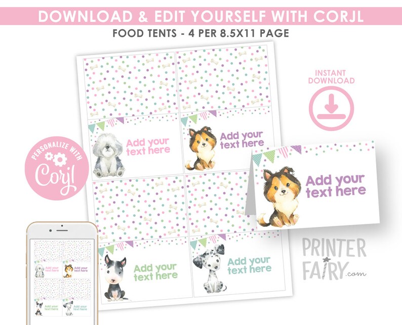 Puppy Food Cards Dog Birthday Table Decorations Dog Food - Etsy