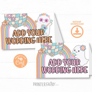 Editable Food Tents, Groovy Ghost Food Table Signs: Spooky Vibes ...