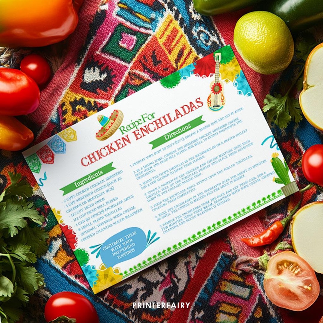 Mexican Recipe Card Editable Printable Template, Cinco De Mayo Recipes ...