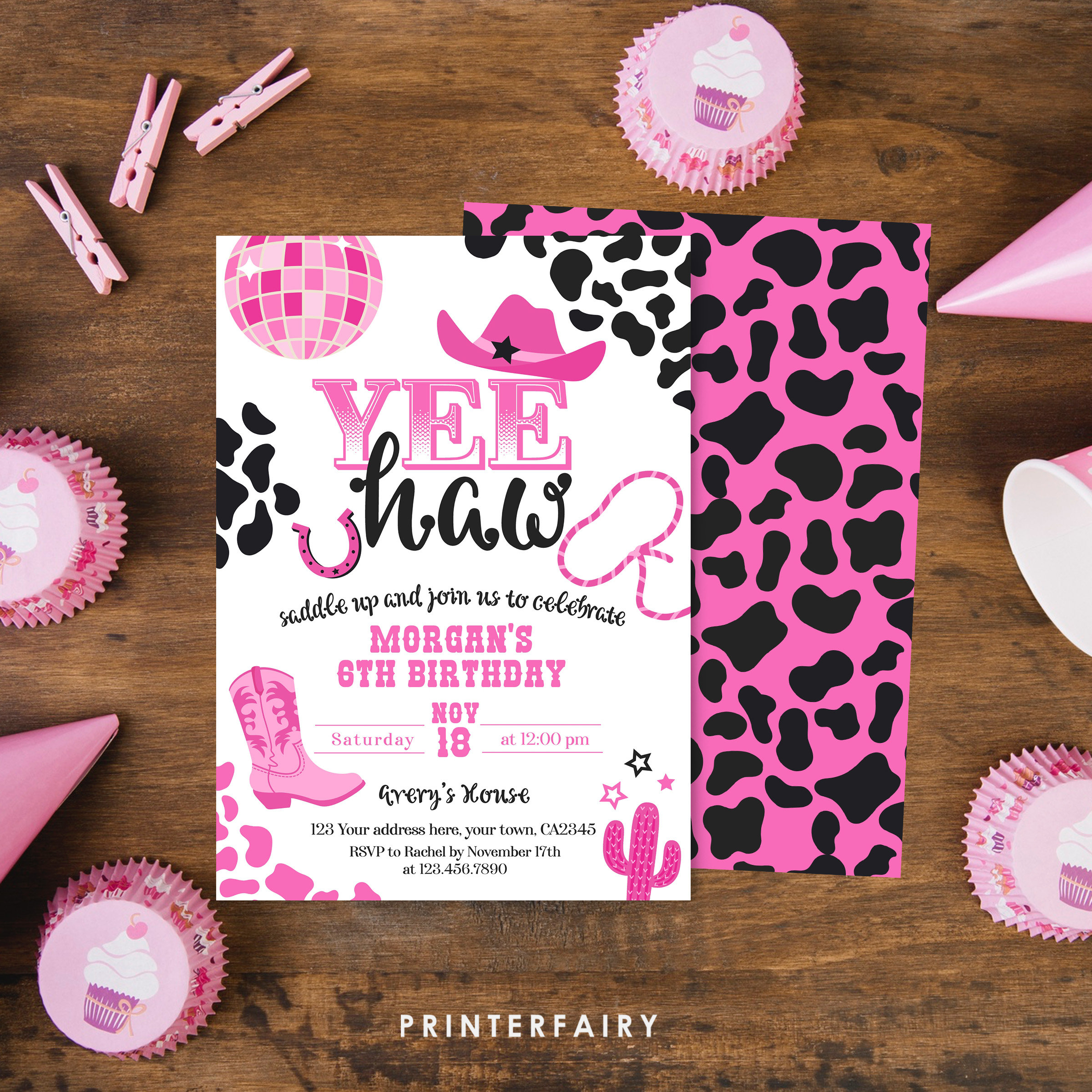 Editable Disco Cowgirl Party Invitation, Cowgirl Big Little Birthday ...