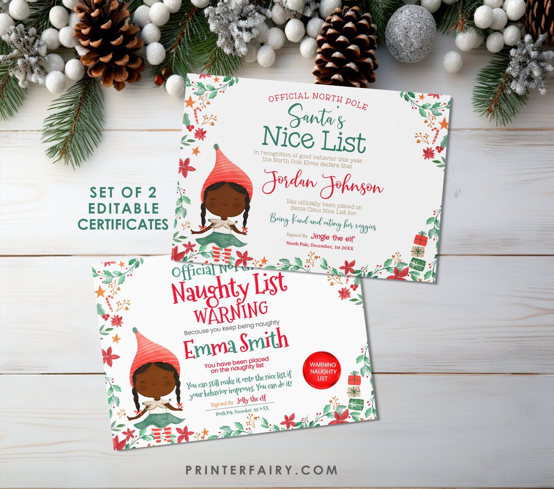 Naughty or Nice List Certificate Letter for Christmas Party - Etsy UK