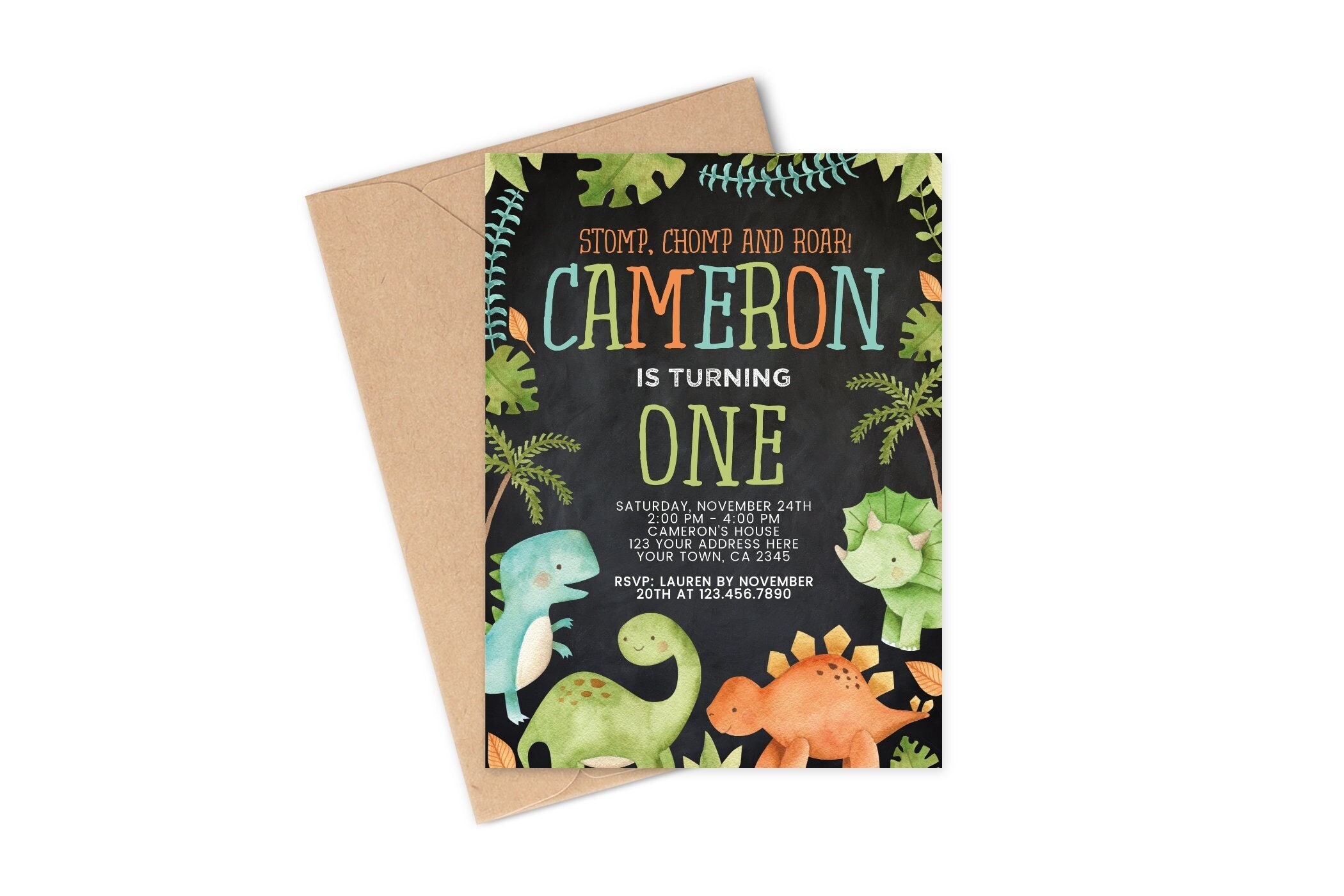 Dinosaur Invitation EDITABLE Dinosaur Birthday Invitation | Etsy