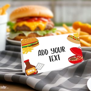 BBQ Birthday Party Food Tents, Editable Bbq Party Decorations, Bbq Food ...