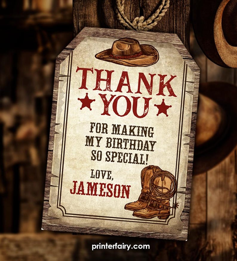 Western Birthday Favor Tags, EDITABLE Tags, Cowboy Birthday, Wild West ...