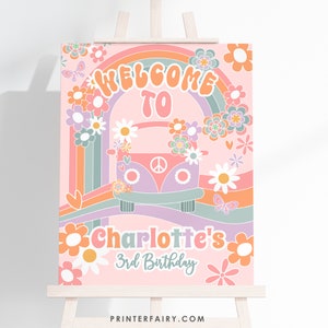Editable Groovy Welcome Sign Groovy ONE Party TWO Groovy Sign Daisy ...