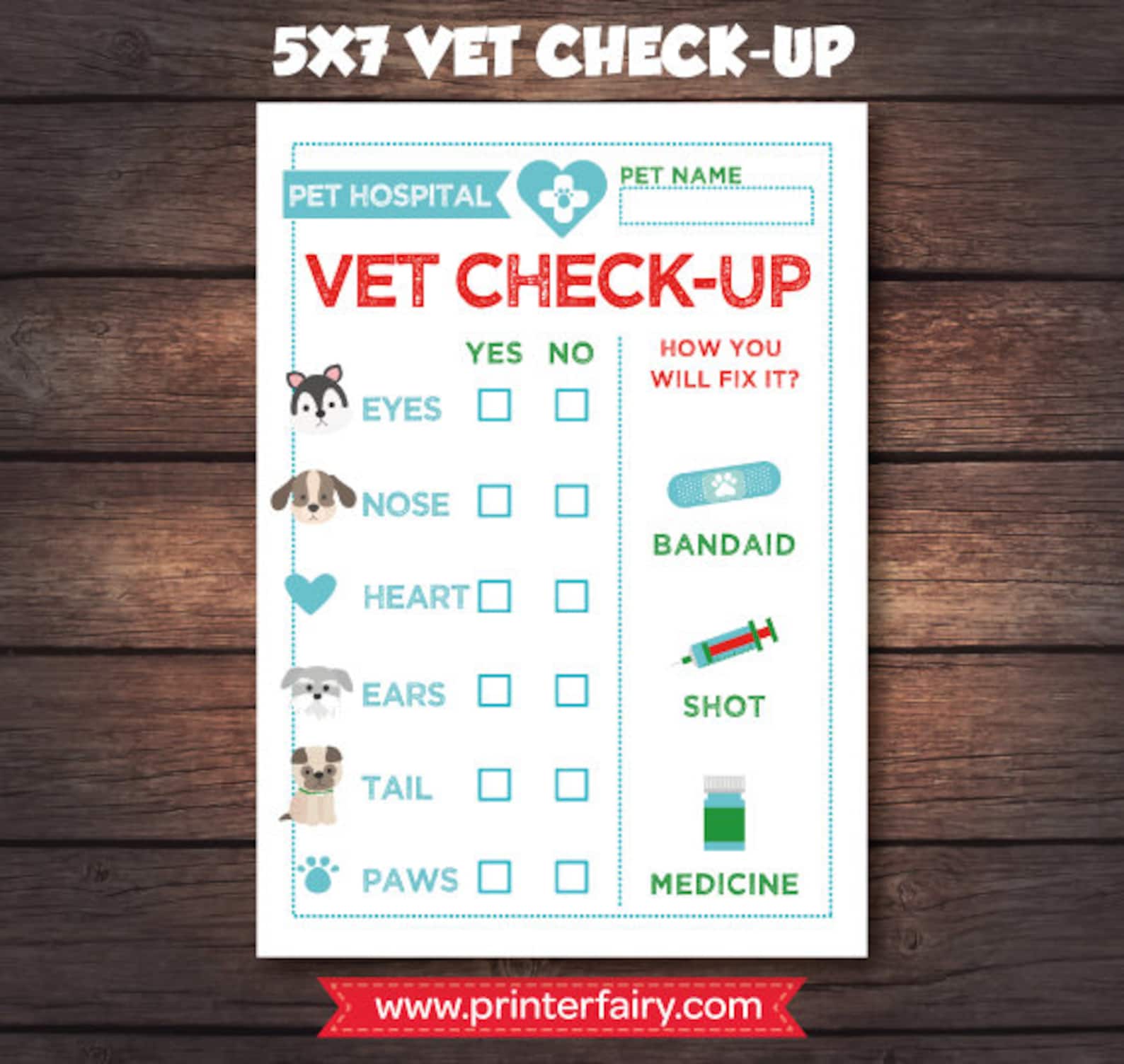 Pet Adoption Party Prints Printable Vet Check Up Puppy - Etsy