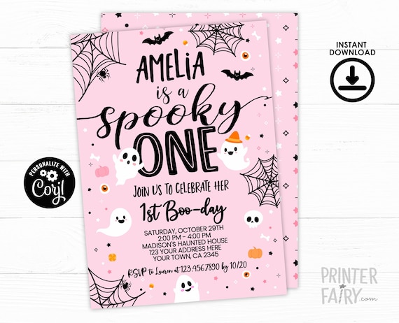 Spooky One Invitation, EDITABLE Halloween 1st Birthday Invitation ...