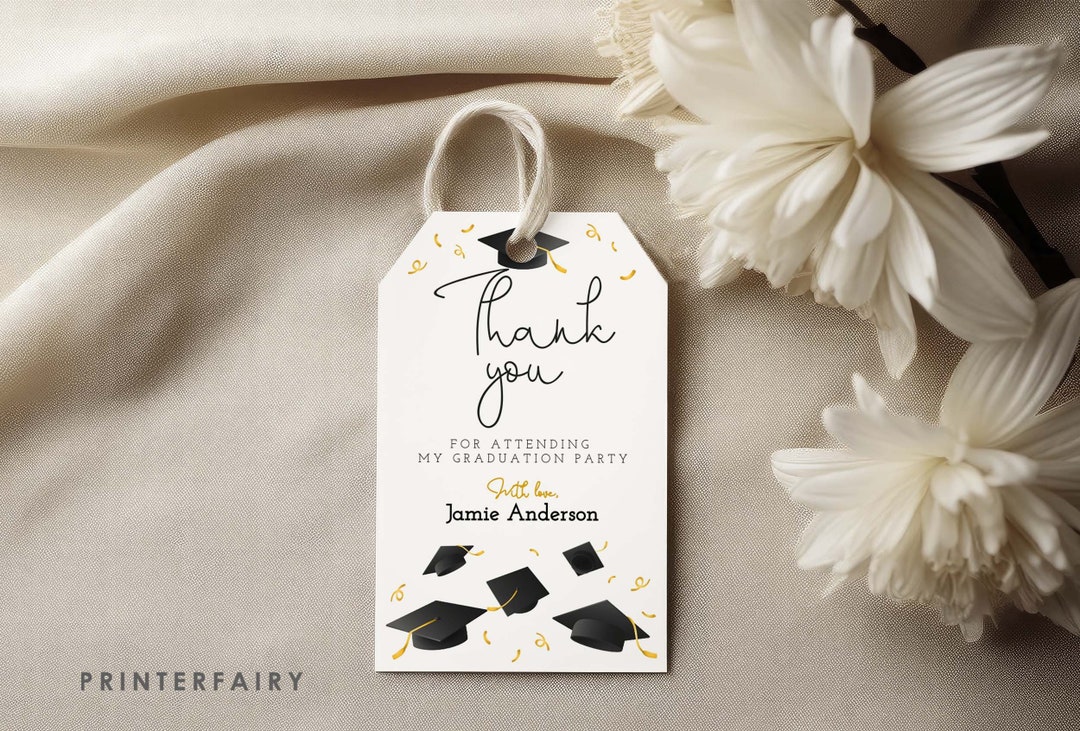 Graduation Party Thank You Tags, Editable Template, College Graduation ...