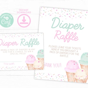 Ice Cream Baby Shower Diaper Raffle, Baby Sprinkle, Ice Cream Cone ...