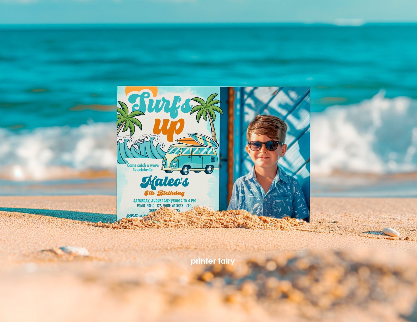 Editable Surfs up Birthday Party Invitation With Photo, Surf Birthday ...