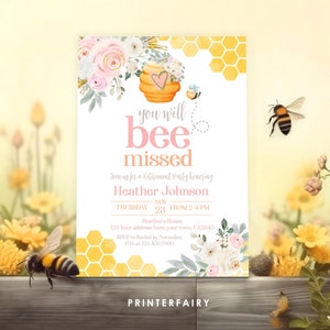 Editable Bee Retirement Party Invitation, "you Will Bee Missed" Theme ...