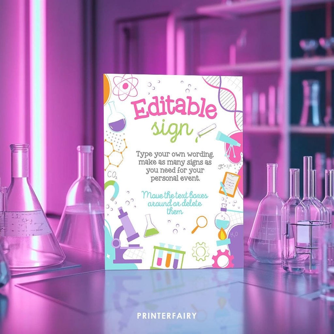 Science Birthday Party EDITABLE Sign, Science Theme Party, Science ...