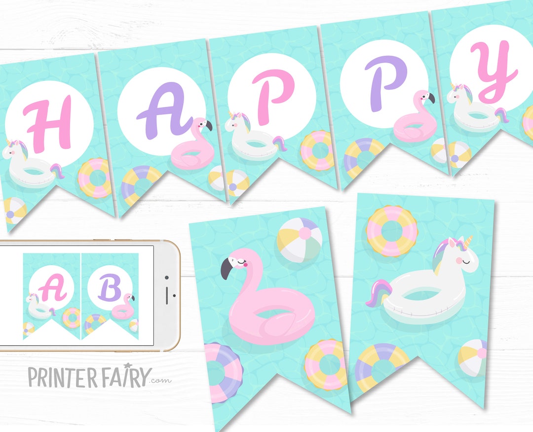 Pool Birthday Party Banner, EDITABLE, Summer Birthday Party, Splish ...