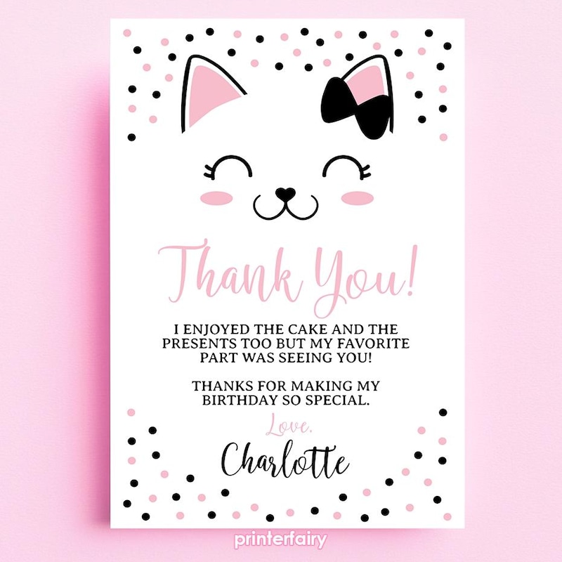 Cat Thank You Card - Etsy