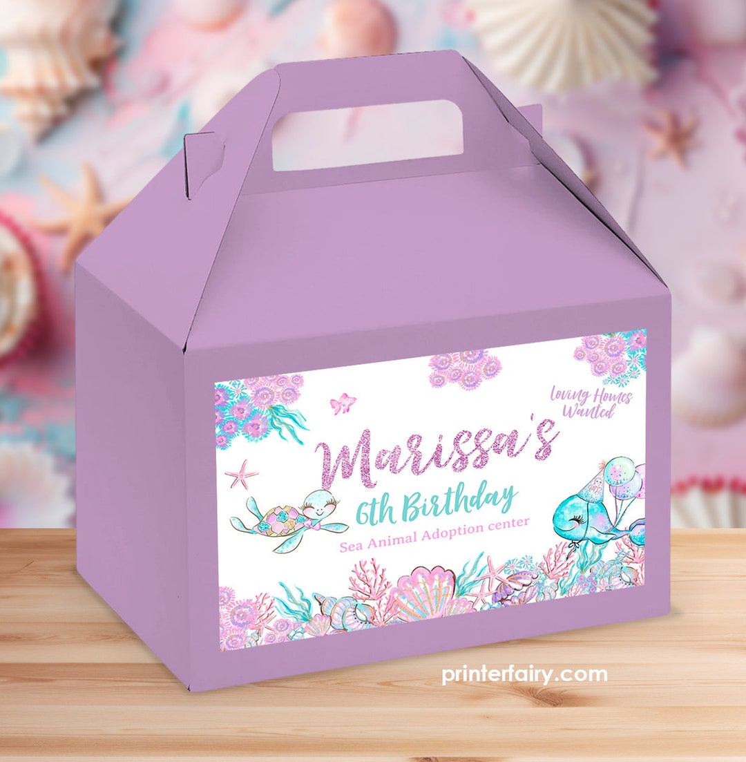 Under the Sea Party Gable Box Labels, Ocean Theme Party Decorations ...