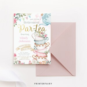 Time for Tea Retirement Party, Surprise Retirement Party Tea Invitation ...