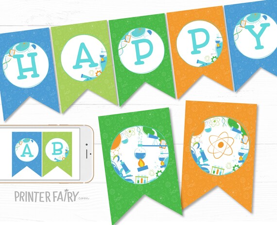 Science Birthday Party Banner, EDITABLE, Science Theme Party, Science ...