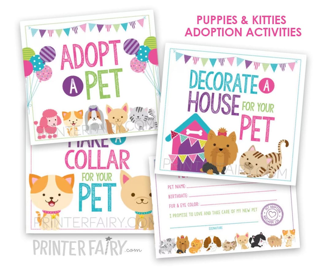 Puppies and Kitties Adoption Basic Pack, Pet Adoption Party, Dog ...