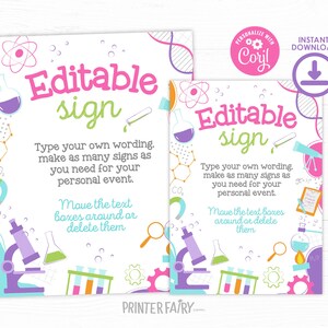Science Birthday Party EDITABLE Sign, Science Theme Party, Science ...