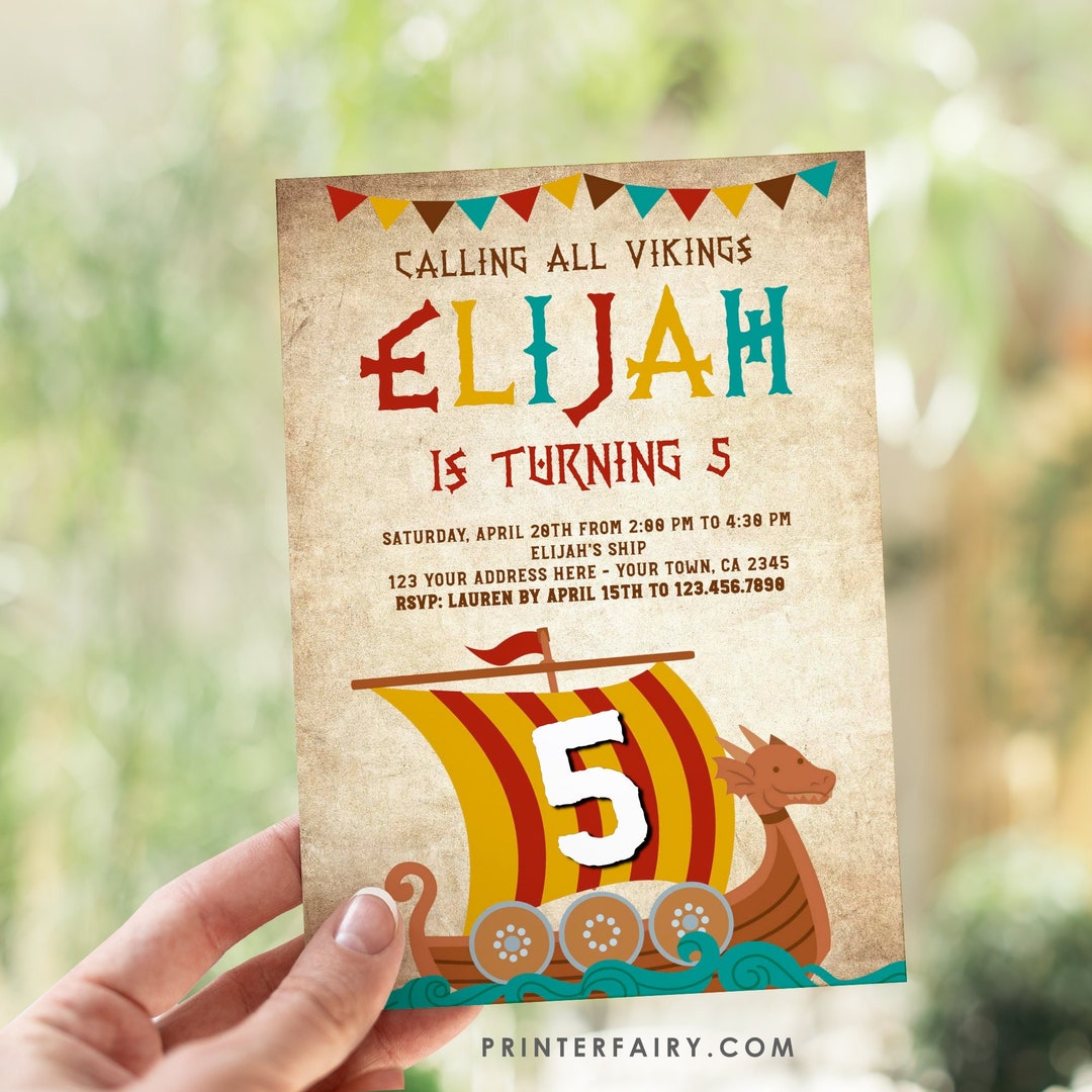 Viking Invitation, EDITABLE, Viking Birthday Party, Dragon Party, Any ...