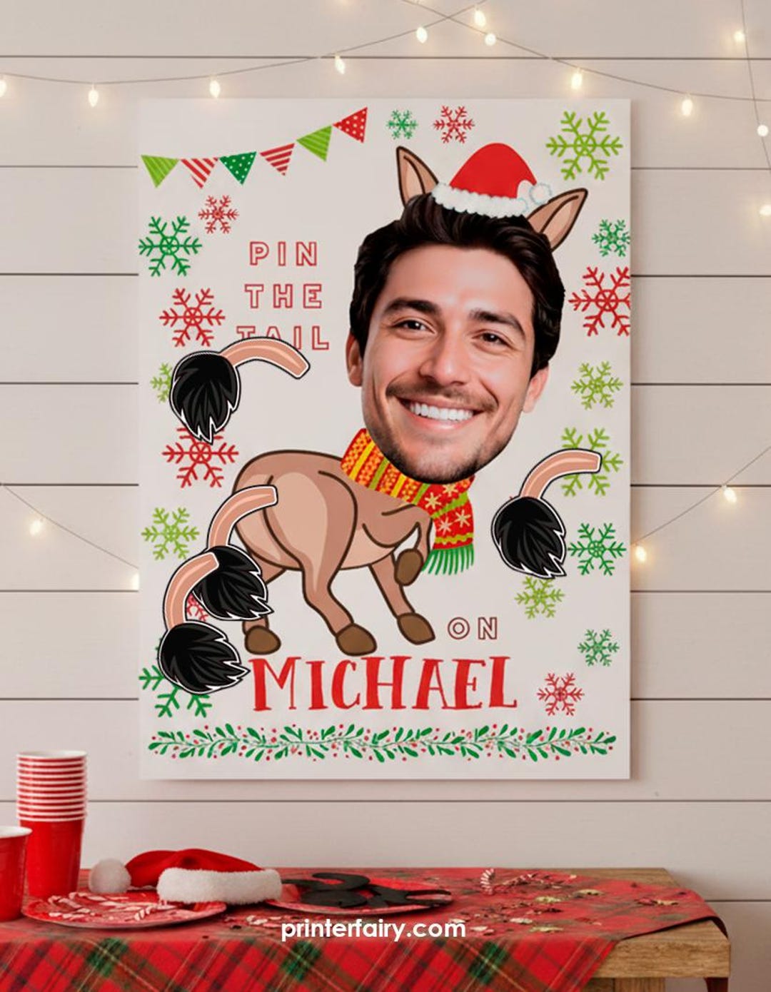 Pin the Tail on the Donkey Christmas Party Game, Fun Personalized ...