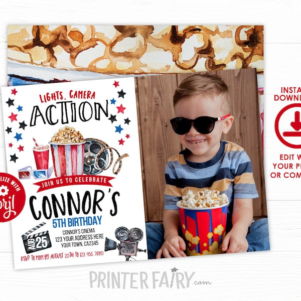 Movie Birthday Invitation With Photo - Etsy