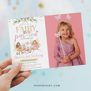 Editable Fairytale Partea Birthday Invitation With Photo, Whimsical ...