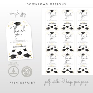 Graduation Party Thank You Tags, Editable Template, College Graduation ...