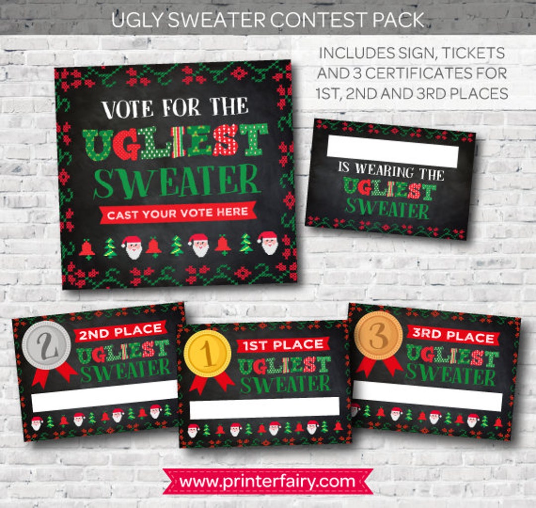 Ugly Sweater Contest Printables Holiday Party Christmas - Etsy