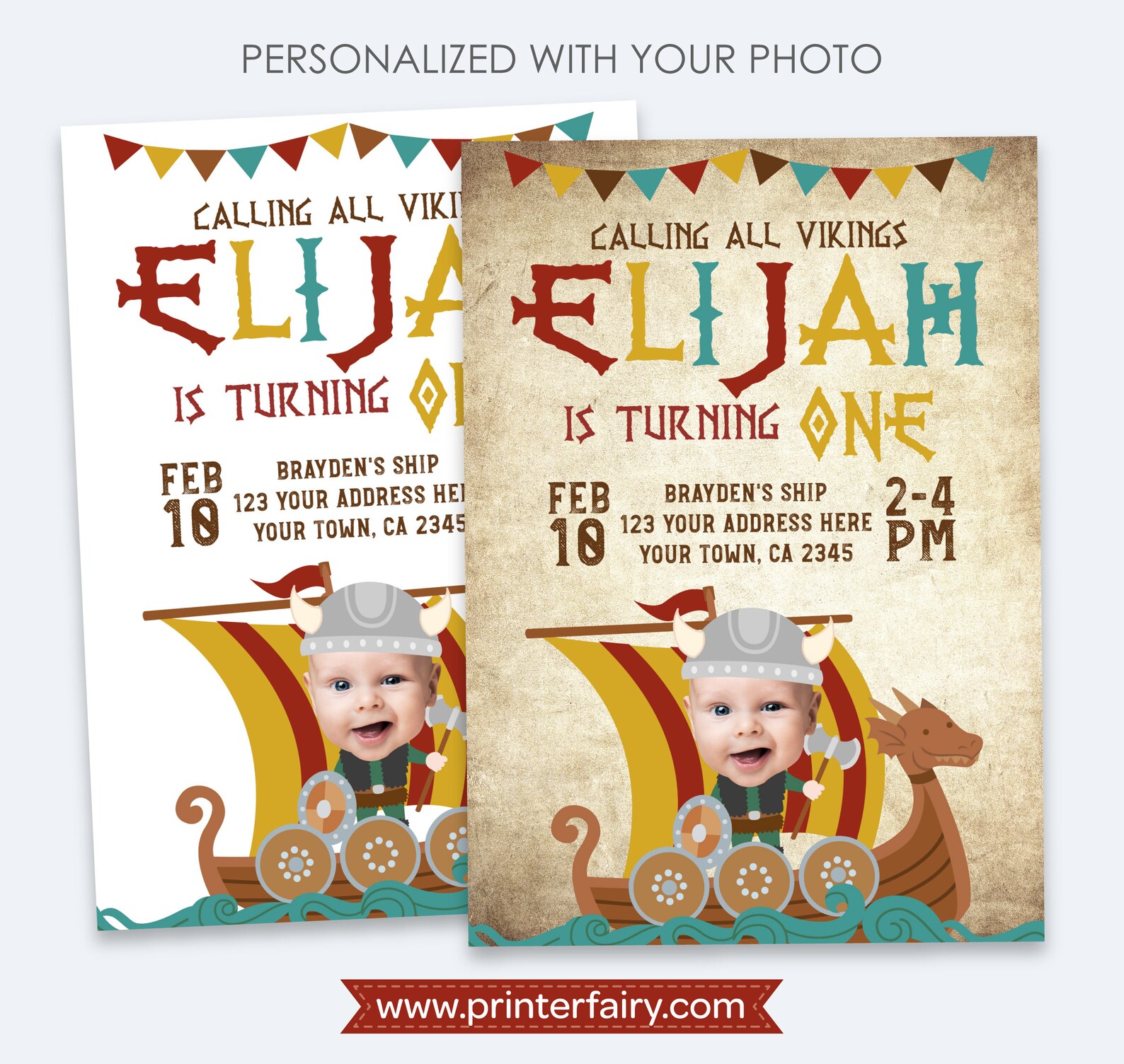 Viking Invitation With Photo, Viking Birthday Party, Viking Invitation ...