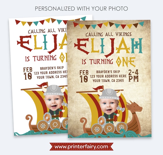 Viking Invitation with photo, Viking Birthday Party, Viking Invitation ...