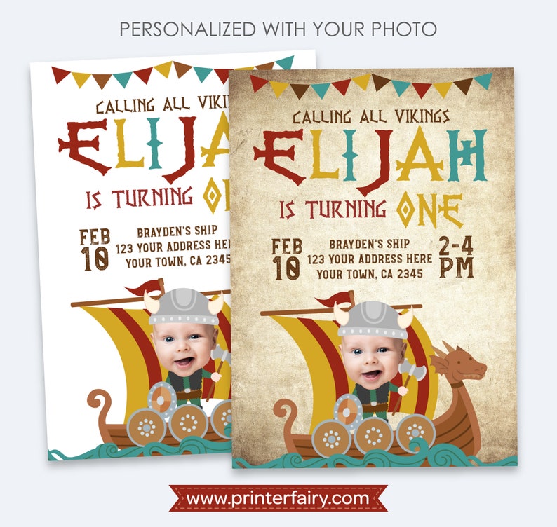 Personalized Viking Birthday Invitation With Photo (digital) - Etsy