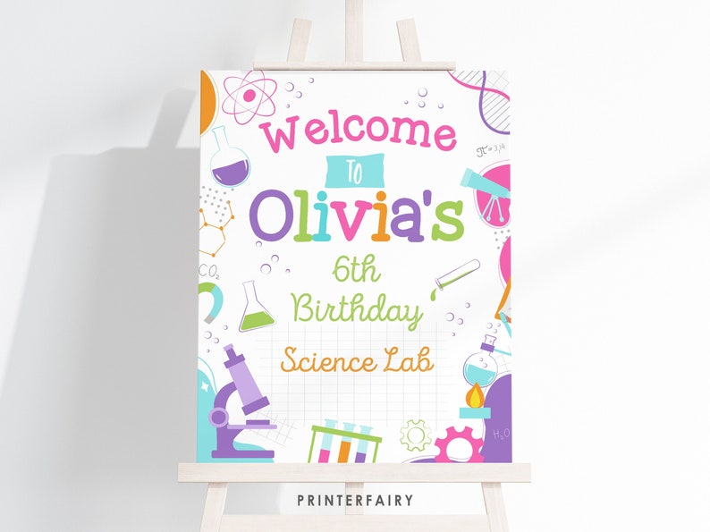 Editable Science Birthday Welcome Sign (digital Download) - Etsy