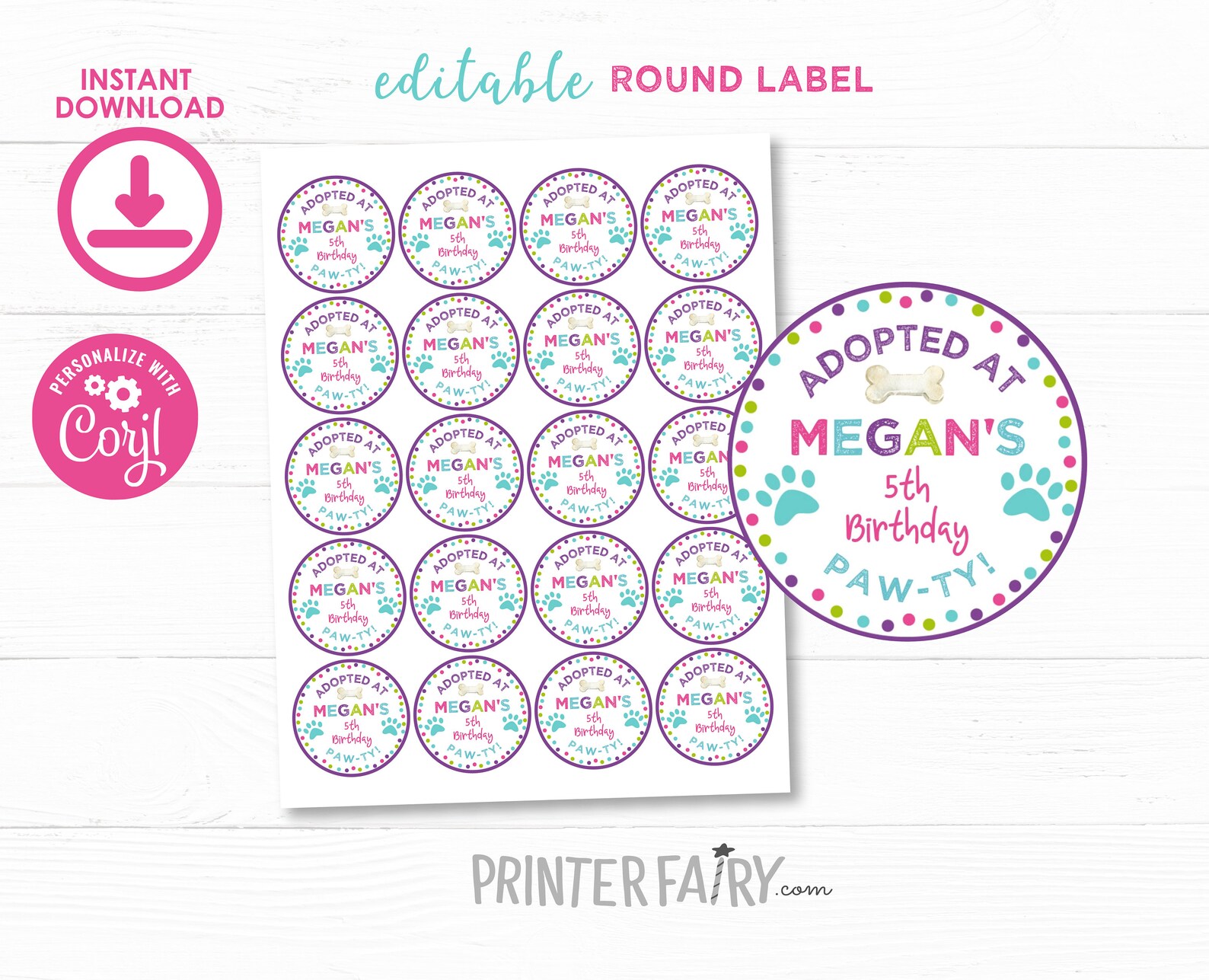 Kitty Cat Pet Adoption Party Gable Box Editable Template Labels and ...