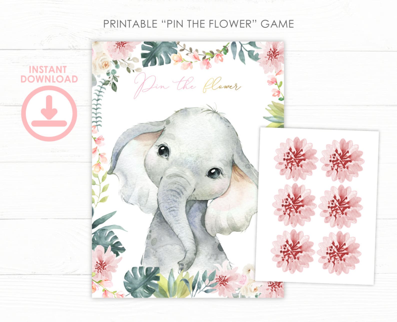 Pin the Flower Game Printable Game Jungle Birthday Party - Etsy