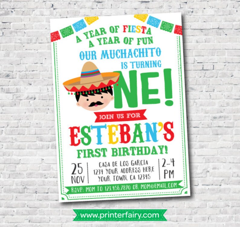 Fiesta First Birthday Invitation Fiesta Invitation Little - Etsy