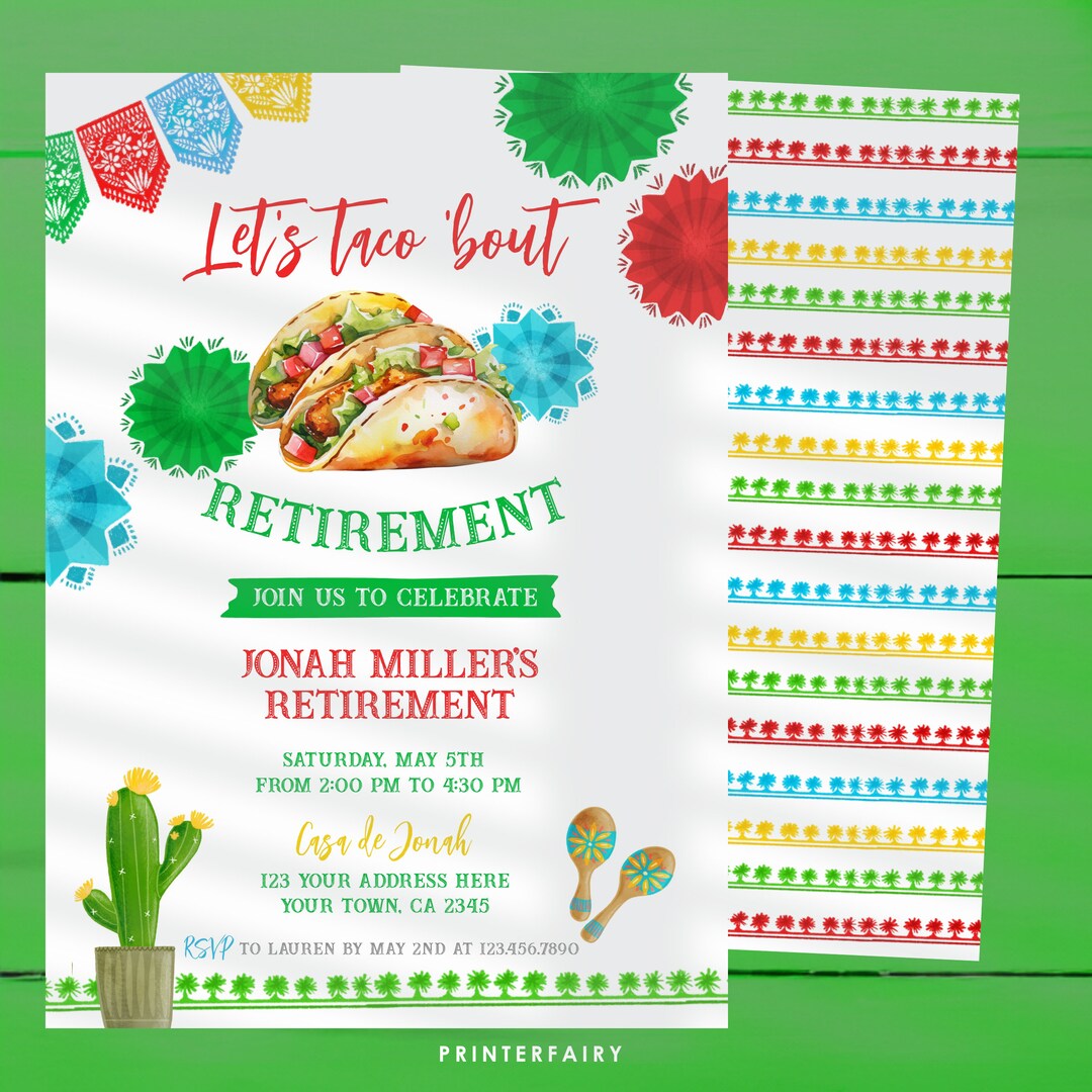 Taco About Retirement Invitation, Editable Printable Invite, Mexican ...